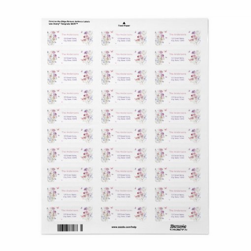 Wildflowers Butterfly Elegant Return Address Label | Zazzle
