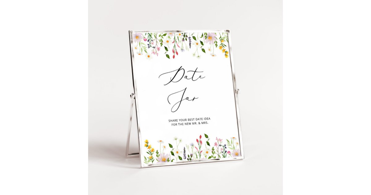 Wildflowers date night ideas. Date jar bridal game Poster | Zazzle