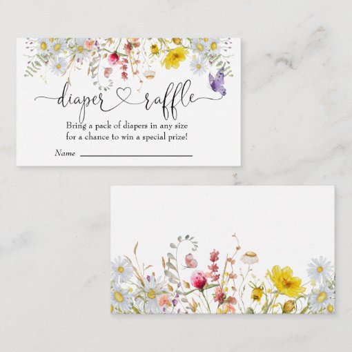 Wildflowers Diaper Raffle Enclosure Card | Zazzle