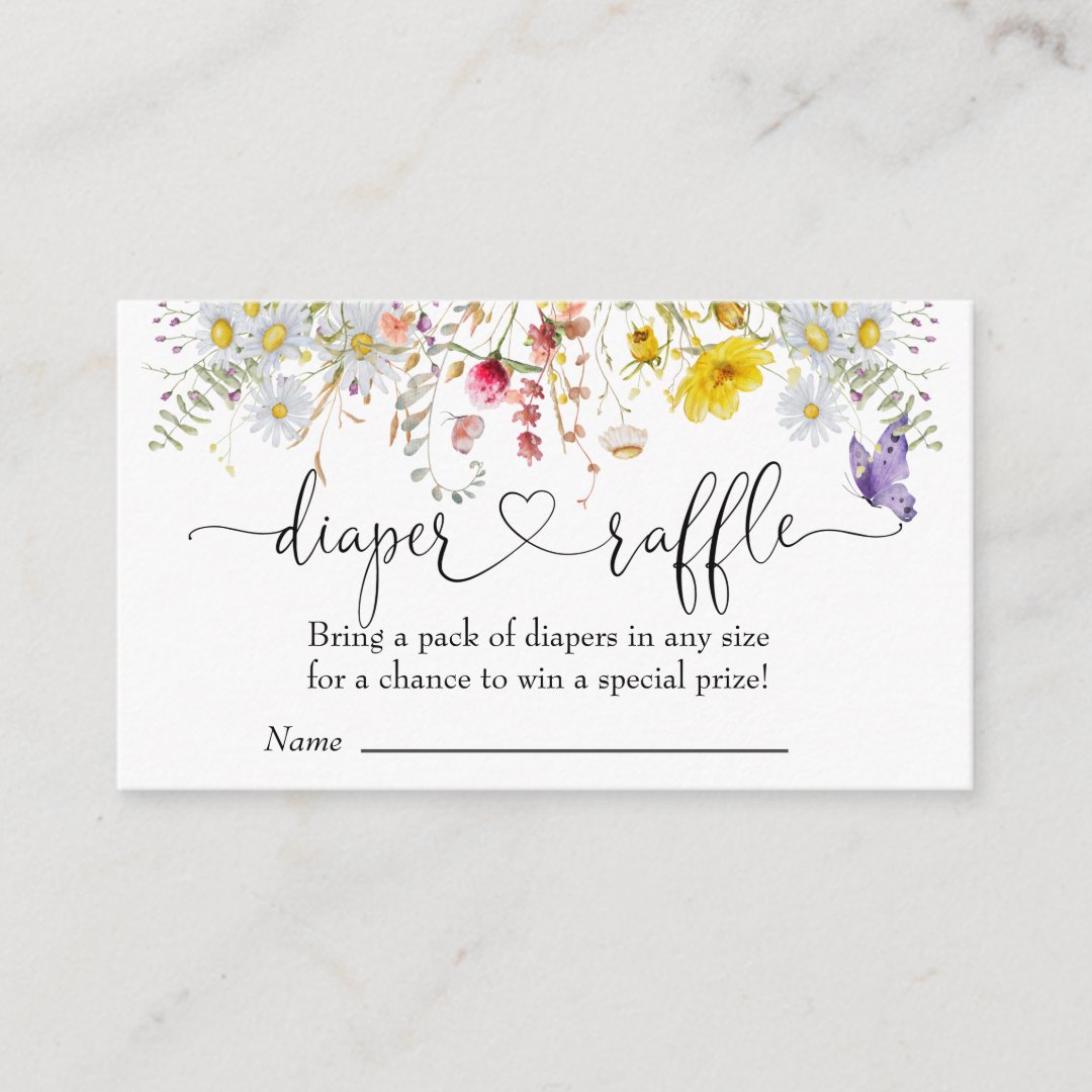 Wildflowers Diaper Raffle Enclosure Card | Zazzle