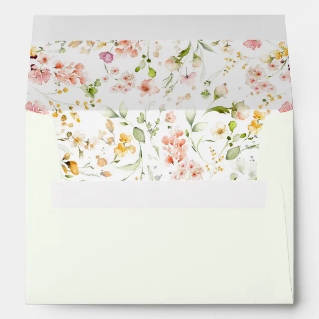 Wildflowers Elegant Cute Wedding Envelope | Zazzle