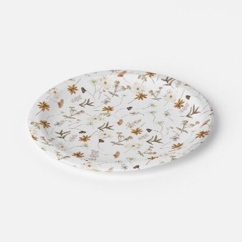Wildflowers fall Floral Bridal Shower Paper Plates | Zazzle