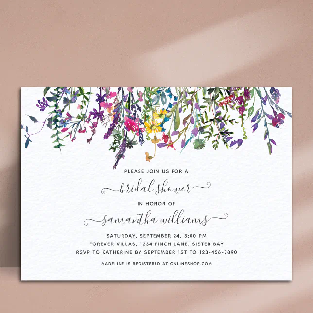 Wildflowers Floral Bridal Shower Invitation | Zazzle