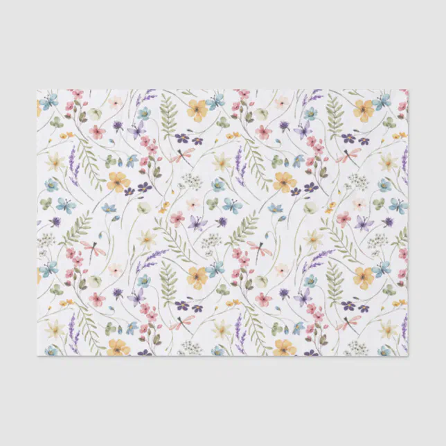 Wildflowers Floral Decoupage Tissue Paper | Zazzle