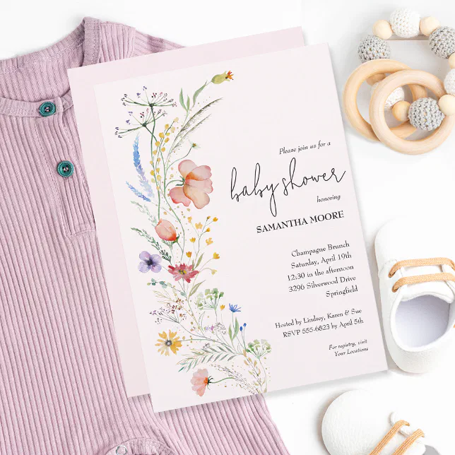 Wildflowers Girl Baby Shower Invitation | Zazzle