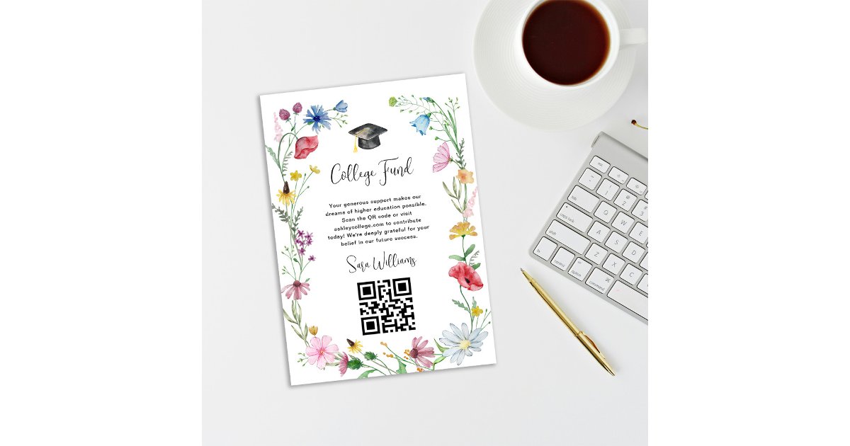 Wildflowers Graduation college fund Enclosure Card | Zazzle