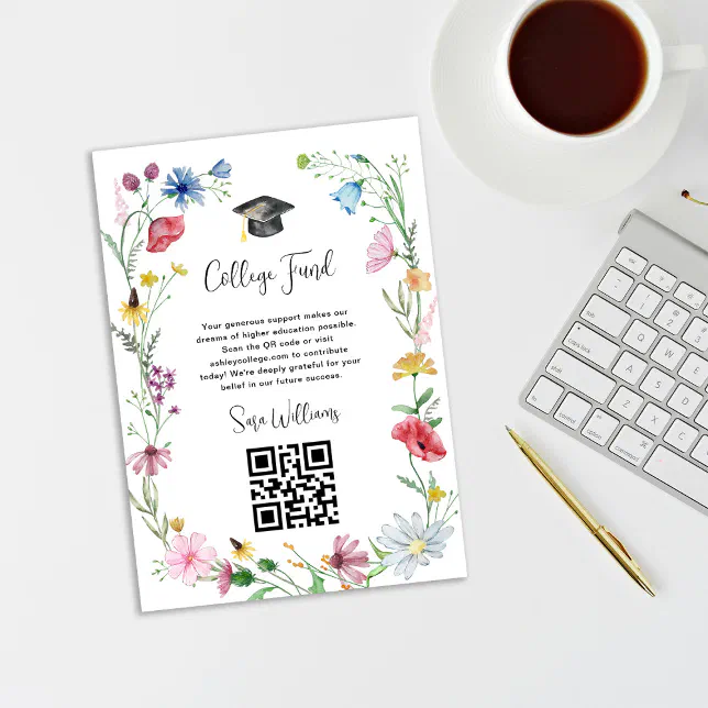 Wildflowers Graduation college fund Enclosure Card | Zazzle
