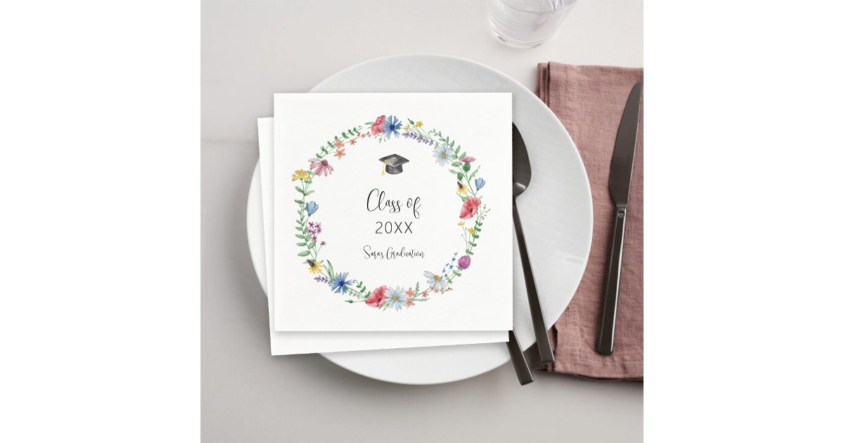 Wildflowers Graduation Napkins | Zazzle