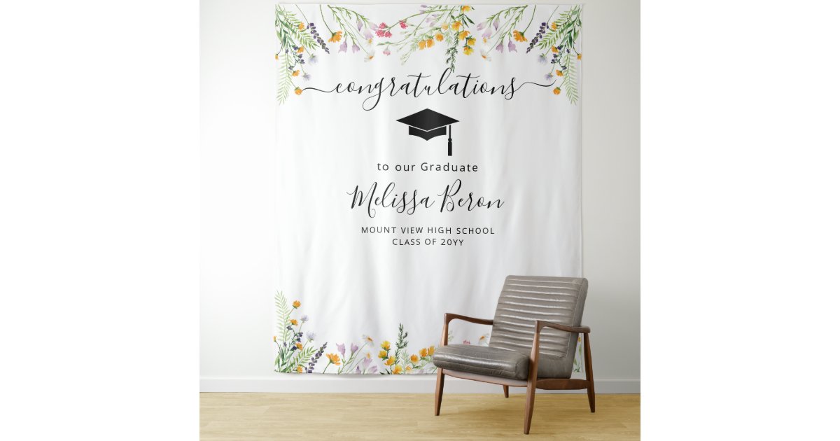 Wildflowers Graduation Photo Backdrop Photo booth | Zazzle