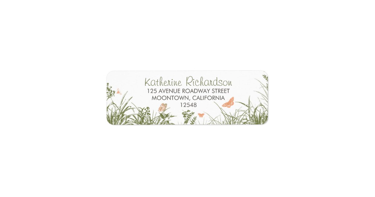 wildflowers grass cute return address labels | Zazzle