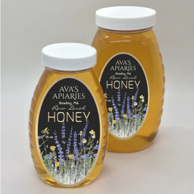 Wildflowers Local Raw Honey Label Bee Black Gold | Zazzle
