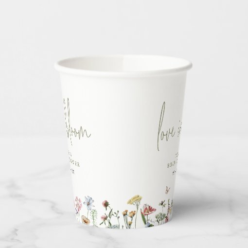 Wildflowers Love In Bloom Bridal Shower Paper Cups | Zazzle