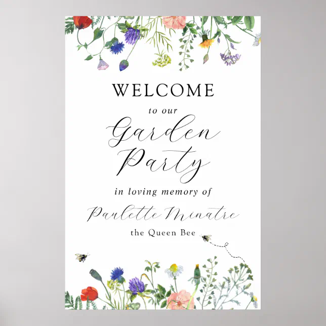 Wildflowers Memorial Service Welcome Sign | Zazzle