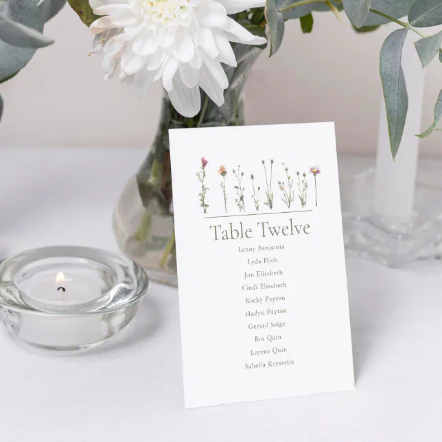 Wildflowers modern Seating Chart Invitation | Zazzle