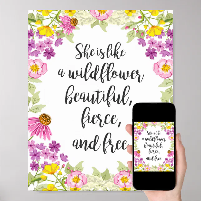 Wildflowers nursery art Quote art Girl Wild flower Poster | Zazzle