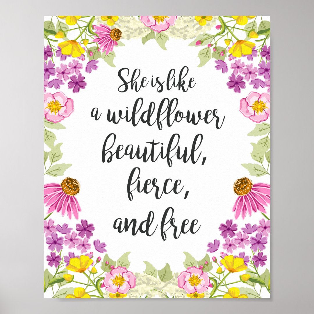 Wildflowers nursery art Quote art Girl Wild flower Poster | Zazzle