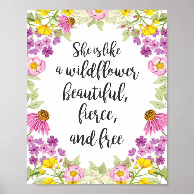 Wildflowers nursery art Quote art Girl Wild flower Poster | Zazzle
