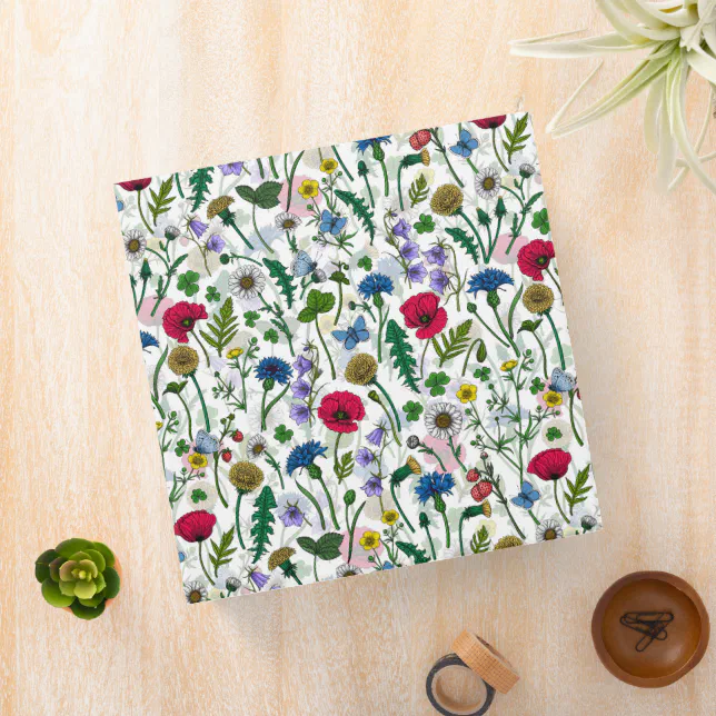 Wildflowers on off white 3 ring binder | Zazzle