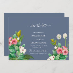Wildflowers Periwinkle Dusty Blue Wedding Save The Date | Zazzle