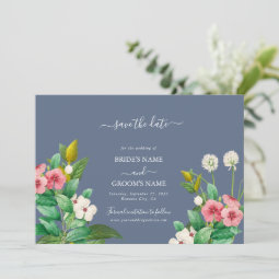 Wildflowers Periwinkle Dusty Blue Wedding Save The Date | Zazzle