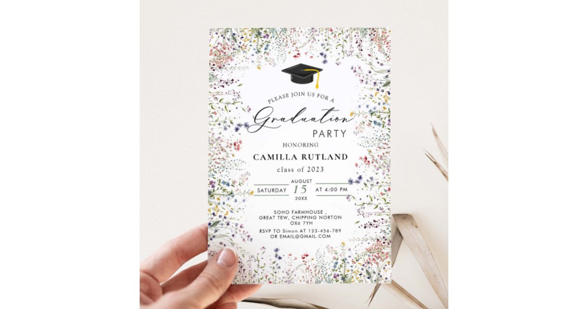 Wildflowers Photo Graduation Party Invitation | Zazzle