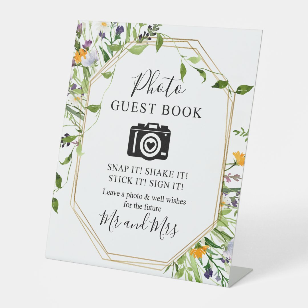 Wildflowers Photo Guest Book Camera Sign | Zazzle