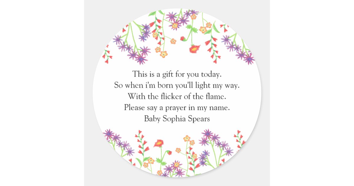 Wildflowers - Prayer Candle Label | Zazzle