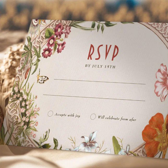 Wildflowers RSVP Wedding Insert Vintage Invitation | Zazzle