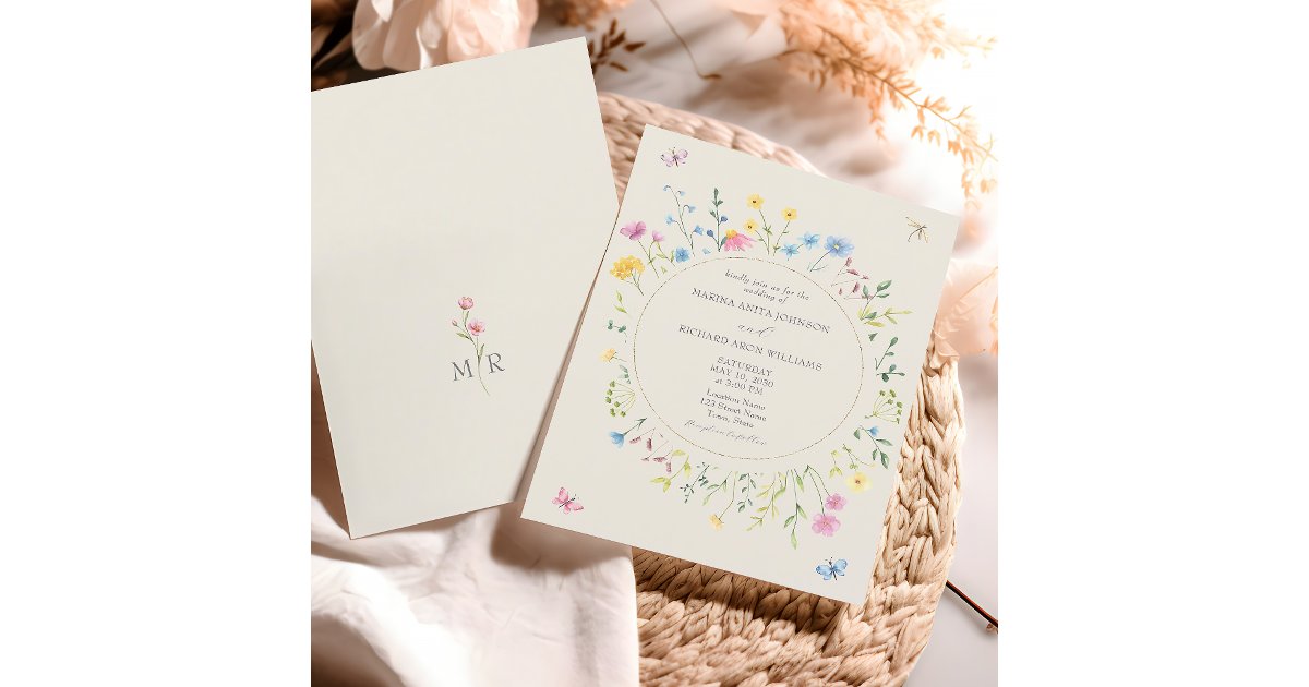 Wildflowers Rustic Boho Wedding Invitation | Zazzle