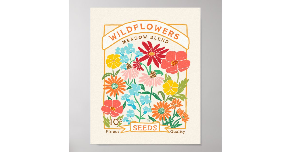 Wildflowers Seed Packet Poster | Zazzle