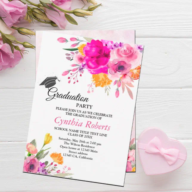 Wildflowers spring graduation invitation | Zazzle