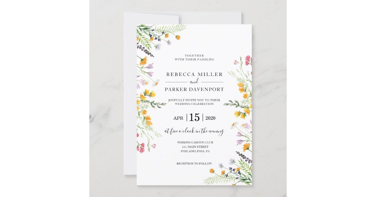 Wildflowers spring modern Wedding invitation | Zazzle