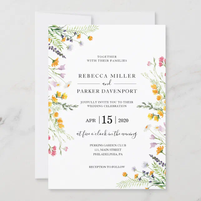 Wildflowers spring modern Wedding invitation | Zazzle
