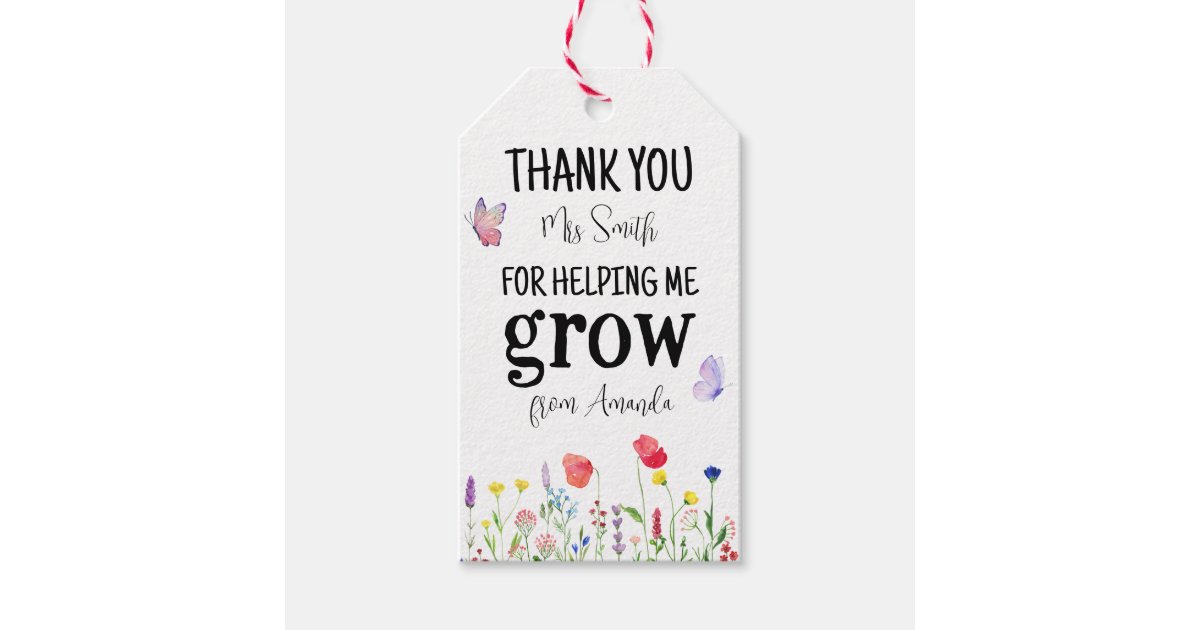wildflowers Summer Teacher Appreciation Thank you Gift Tags | Zazzle
