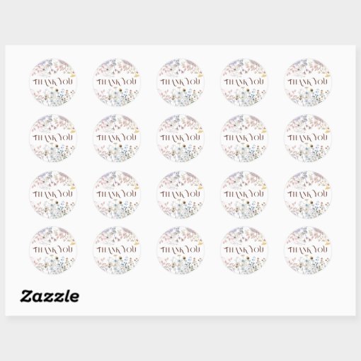 Wildflowers thank you classic round sticker | Zazzle