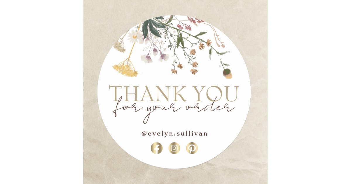 Wildflowers Thank You Classic Round Sticker | Zazzle