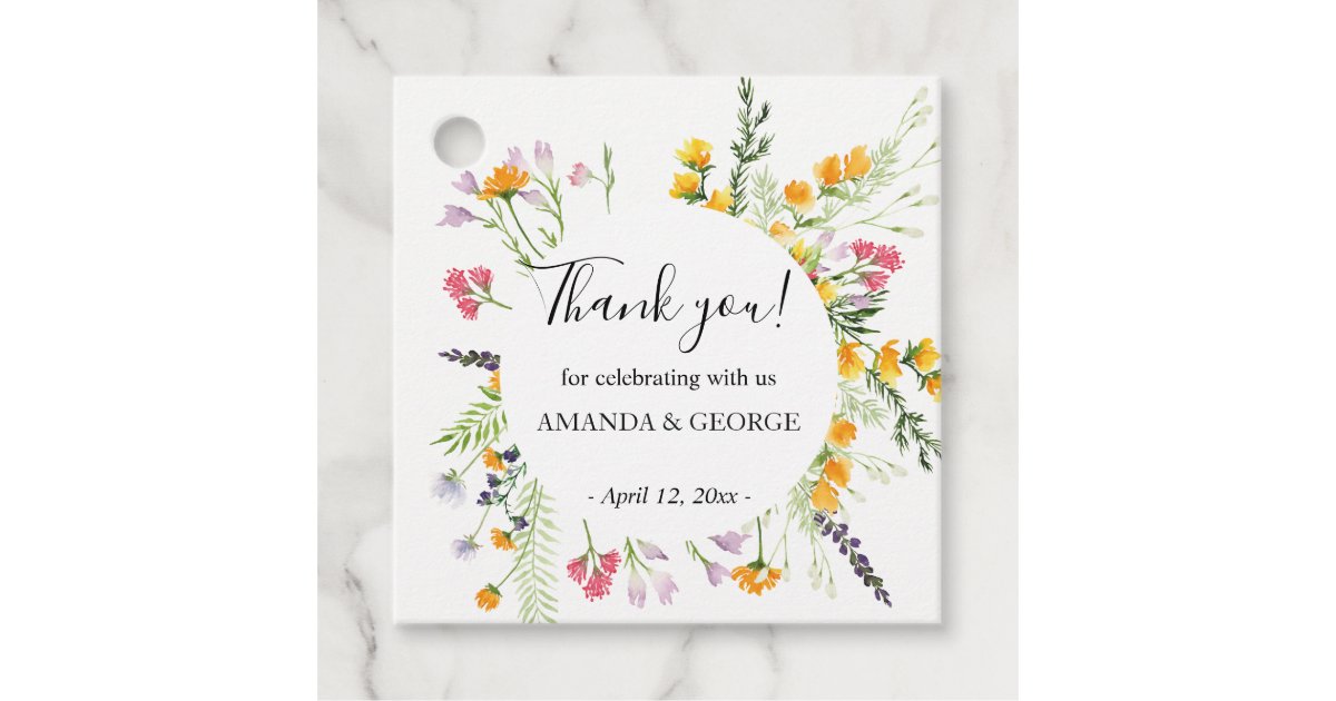 Wildflowers thank you Favor Tags | Zazzle