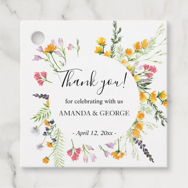 Wildflowers thank you Favor Tags | Zazzle
