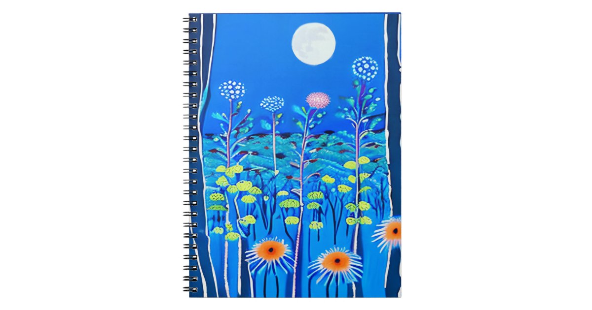 Wildflowers under a Full Moon Notebook | Zazzle
