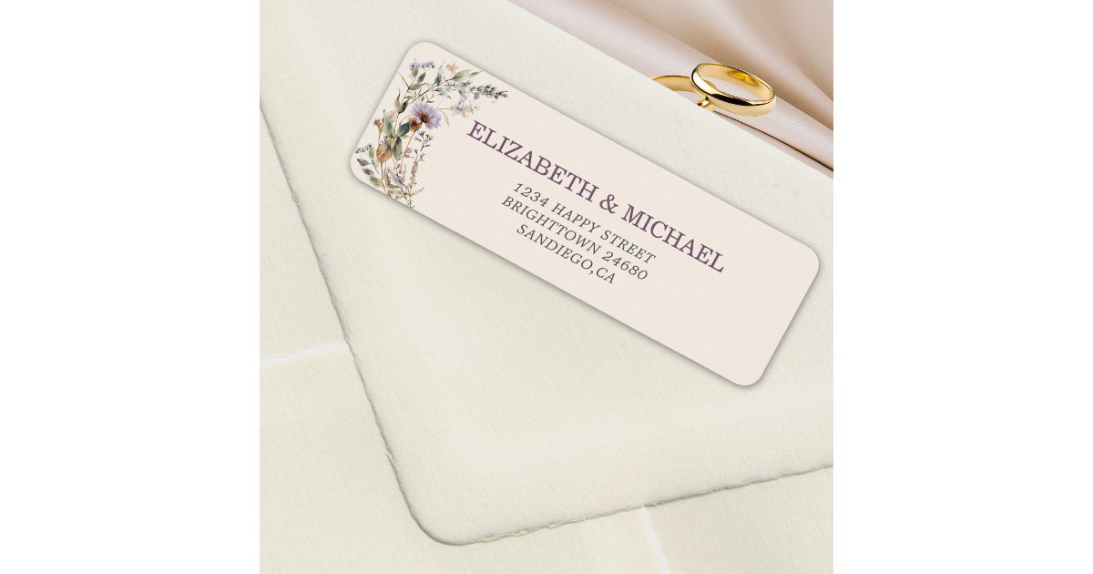 Wildflowers Wedding Elegant Modern Address Label | Zazzle
