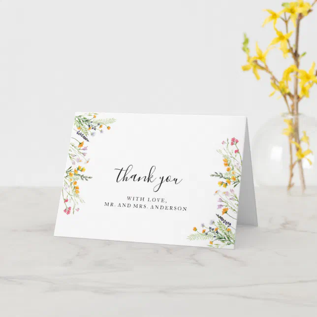 Wildflowers Wedding fold Thank you Card | Zazzle