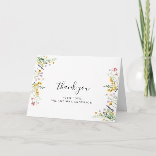 Wildflowers Wedding fold Thank you Card | Zazzle