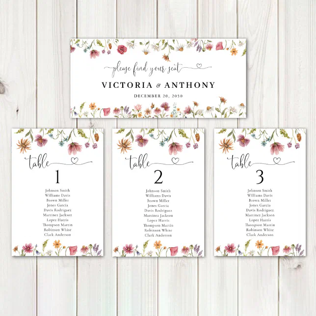 Wildflowers Wedding Head Table Sign | Zazzle
