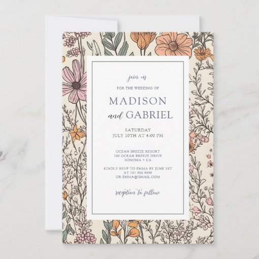 Wildflowers Wedding Invitation | Zazzle