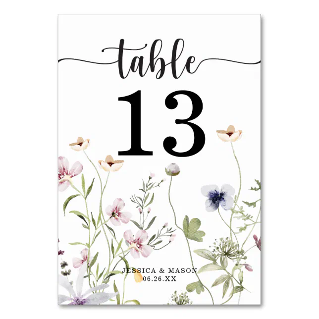 Wildflowers Wedding Table Numbers Double Sided | Zazzle