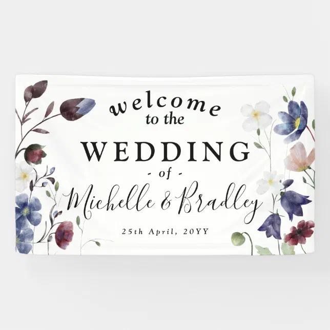 Wildflowers 'Welcome to' Chic Boho Wedding Banner | Zazzle