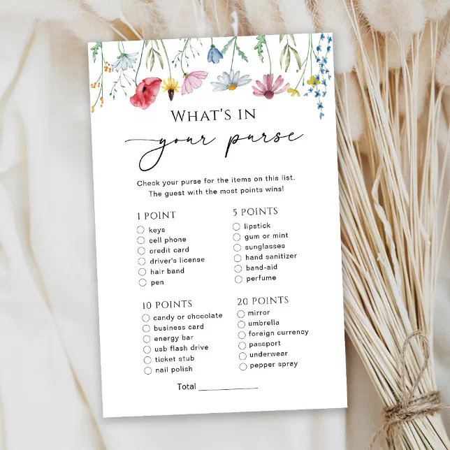 Wildflowers What's in your Purse Baby Game | Zazzle