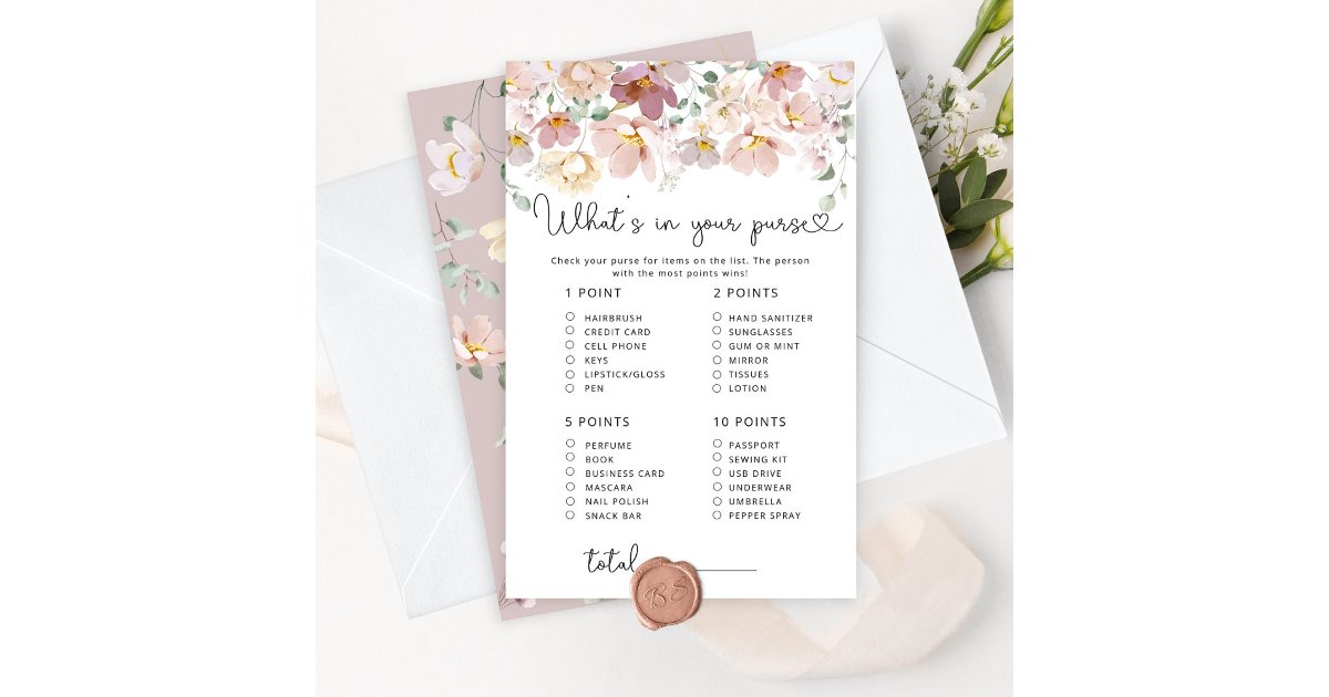 Wildflowers what's in your purse game | Zazzle