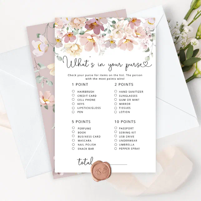 Wildflowers what's in your purse game | Zazzle