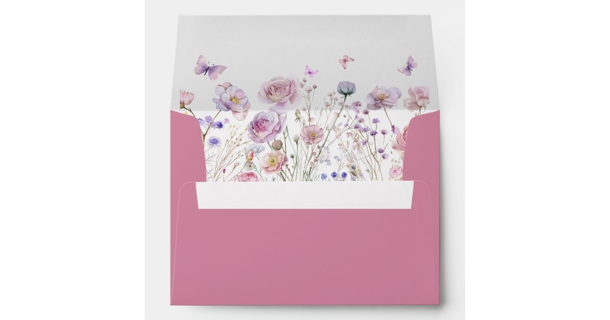 Wildflowers with Butterflies Garden Envelope | Zazzle